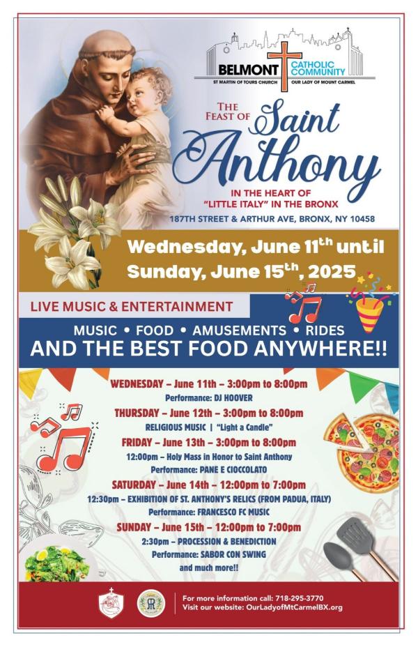Feast of Saint Anthony - Bronx Little Italy 06/11/25 through 06/15/25